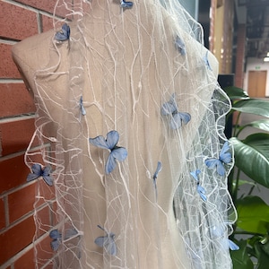 3D Blue Dreamy Butterfly Bridal Veil/ Butterfly Wedding Veil With Metal ...