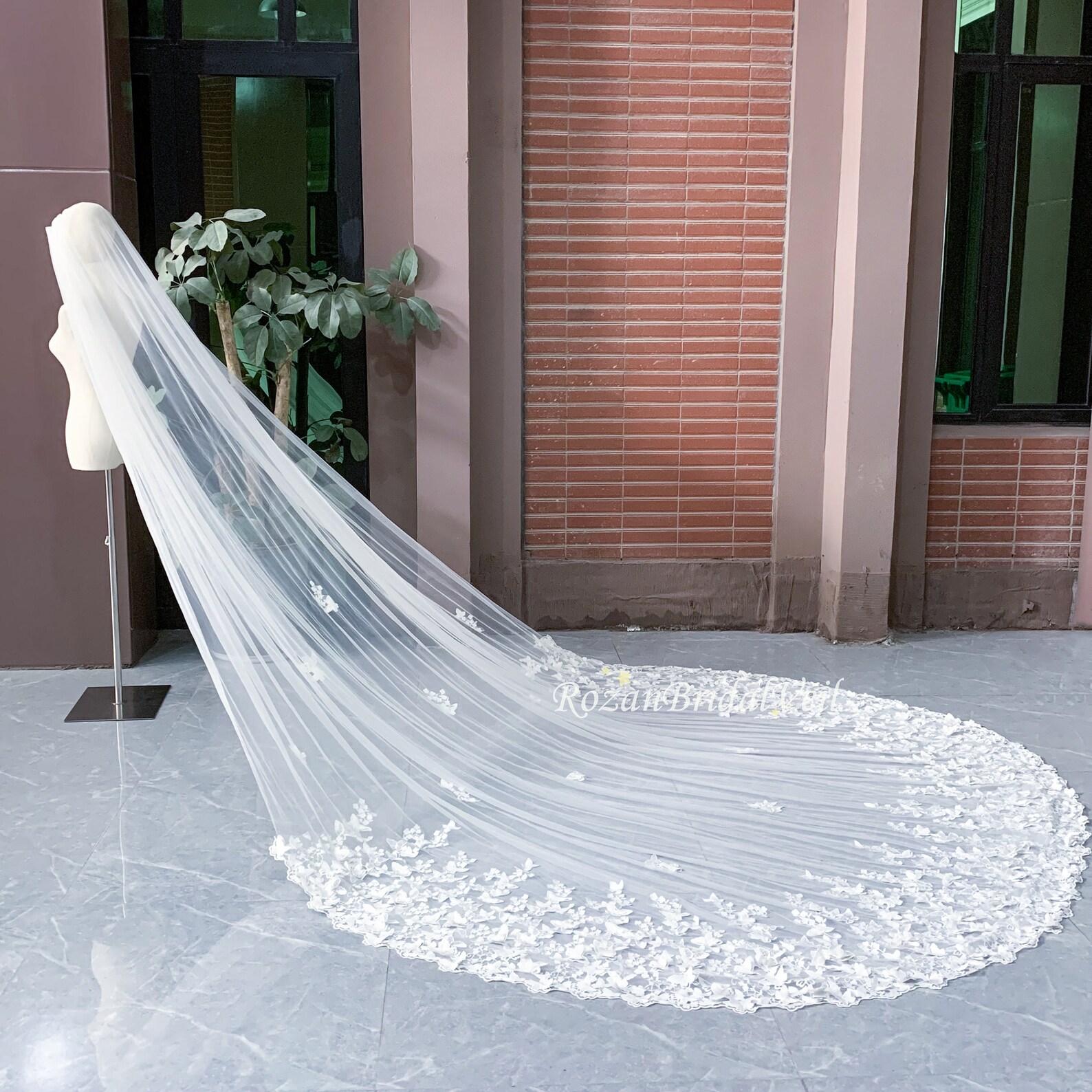 3D Butterfly Wedding Veil/luxury Lace Bridal Veil/ Embroidered ...