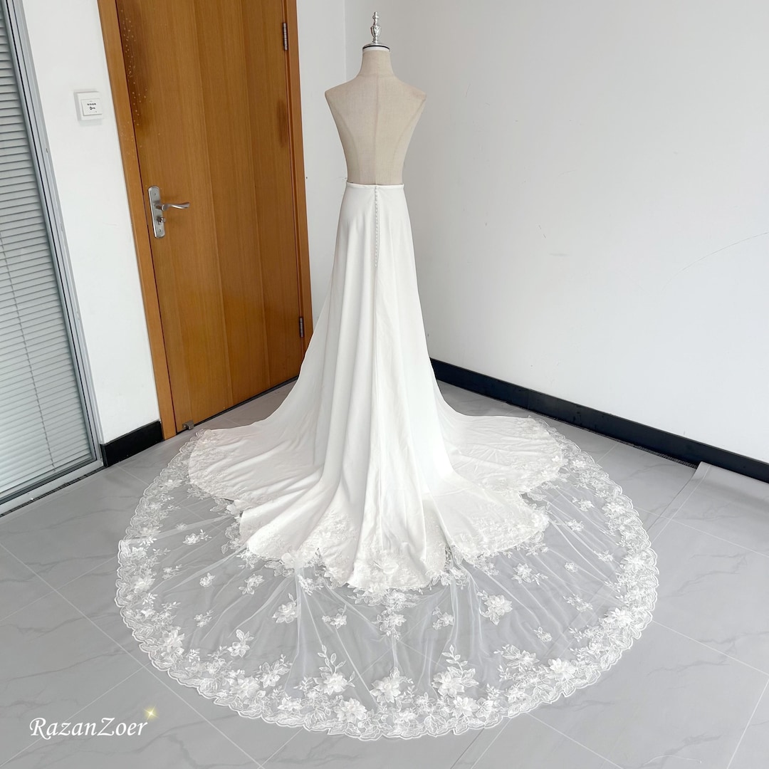 Ivory Satin Lace Skirt, Lace Train for Wedding Bridal Dress, Gorgeous ...