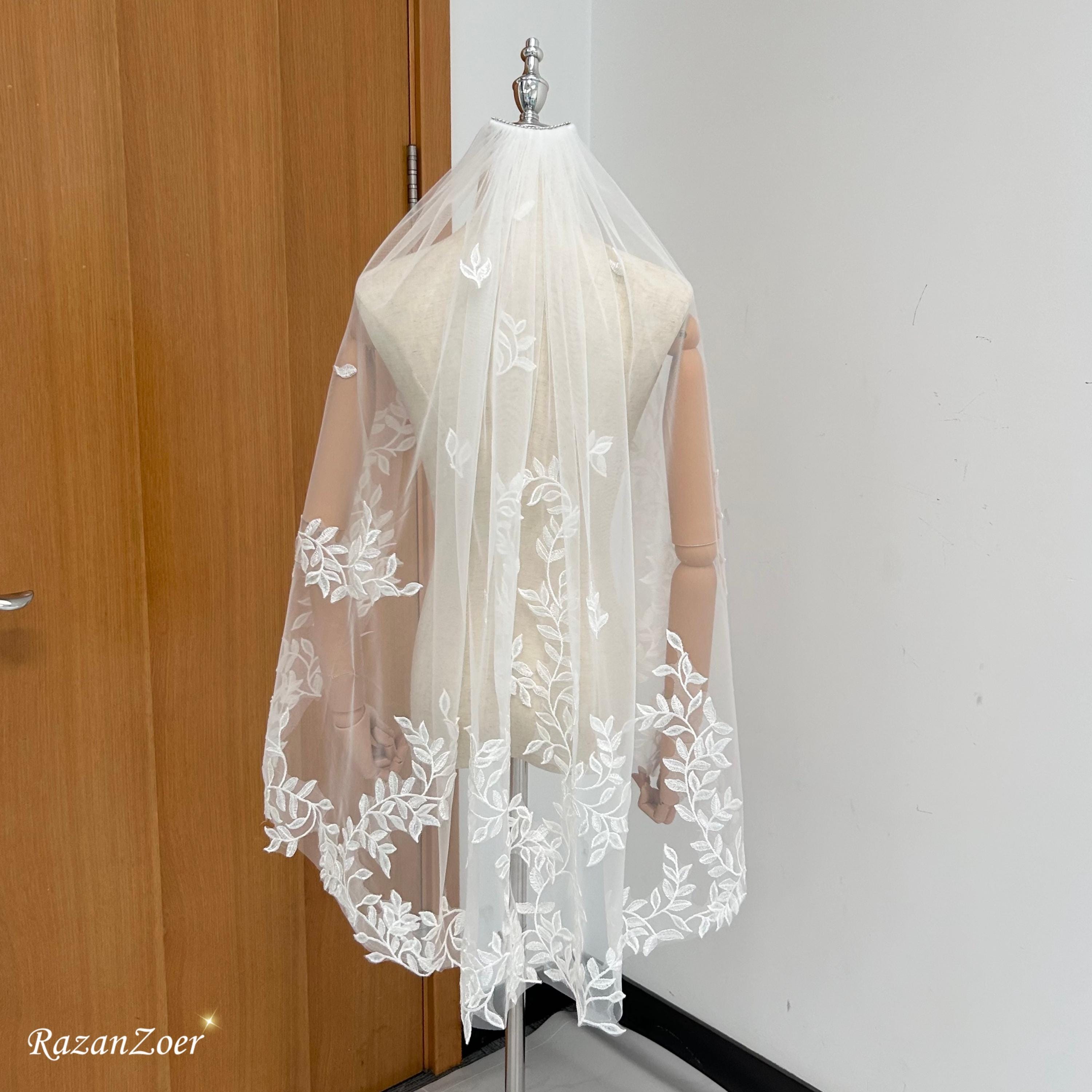 Leaf Lace Veil Wedding Veil, Bridal Veil With Leaf, Floral Leaf Veil ...
