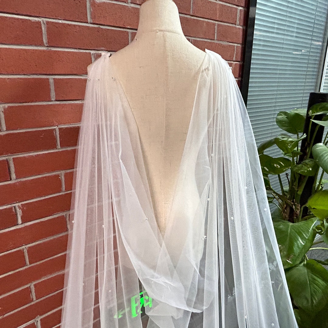 Flower Lace Cape Veil/vintage Pearls Wedding Cape/doudou Shoulder Yarn ...
