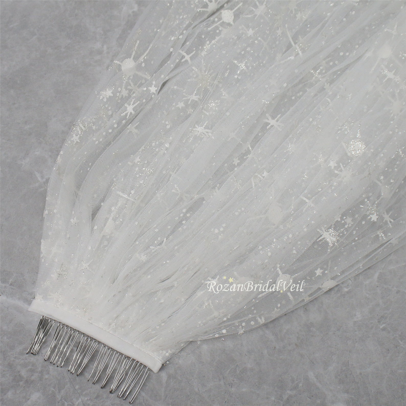 Sparkle Star Wedding Veil/cathedral Celestial Veil/silver Sparkle Veil ...