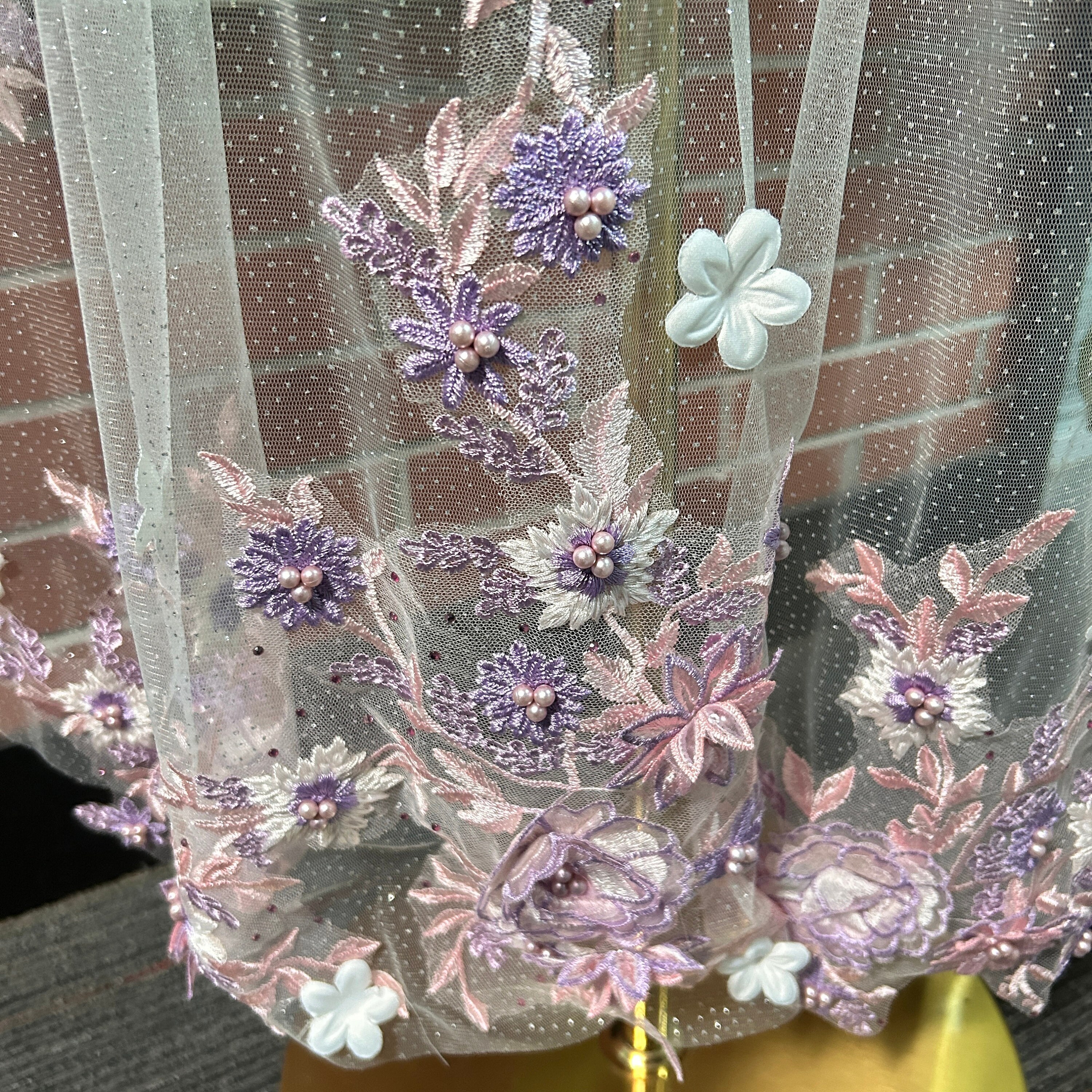 Pink Purple Flower Wedding Veil/wedding Veil With 3D Flowers/silver ...