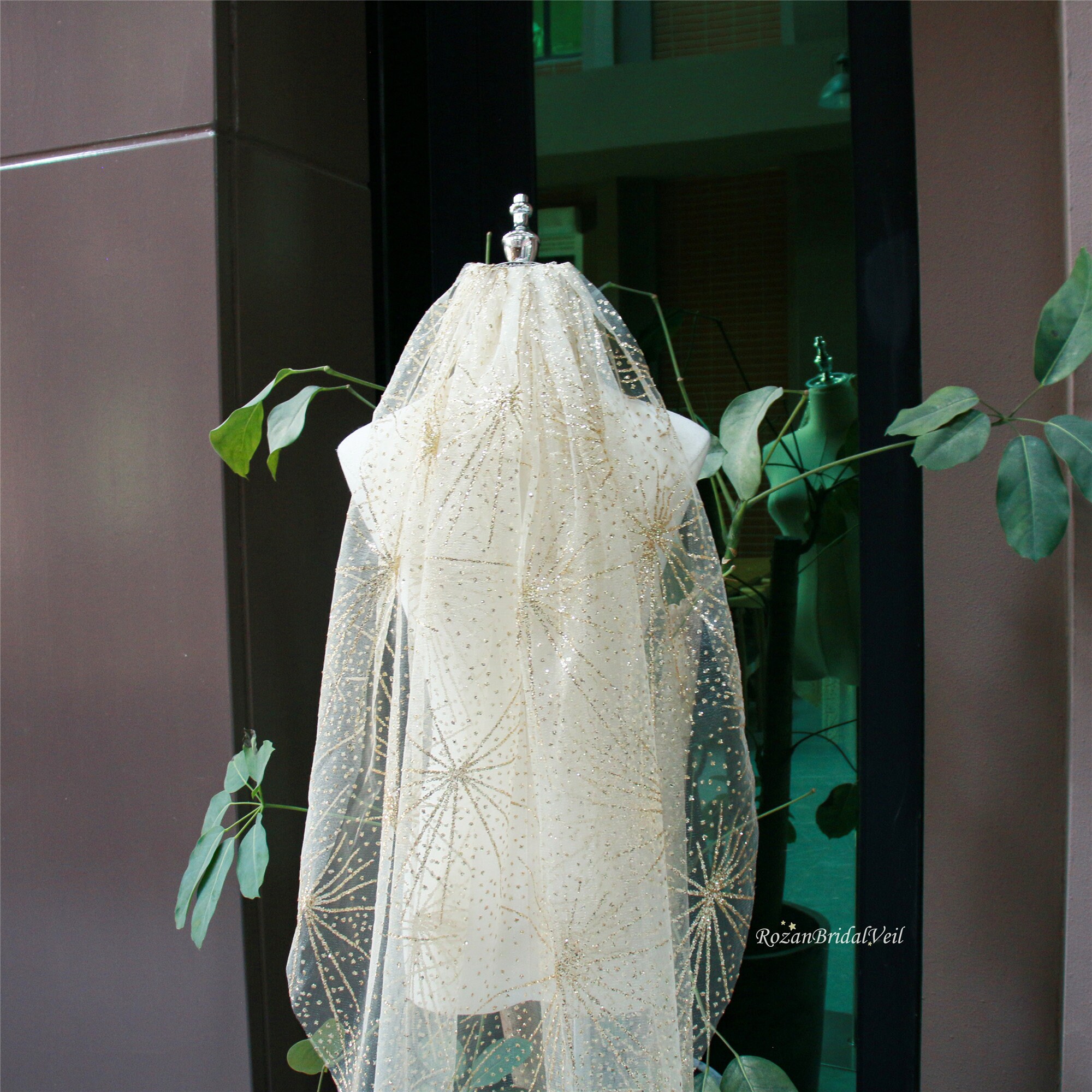 Golden Stunning Wedding Veil/ Sparkle Veil/golden Starry Bridal Veil ...