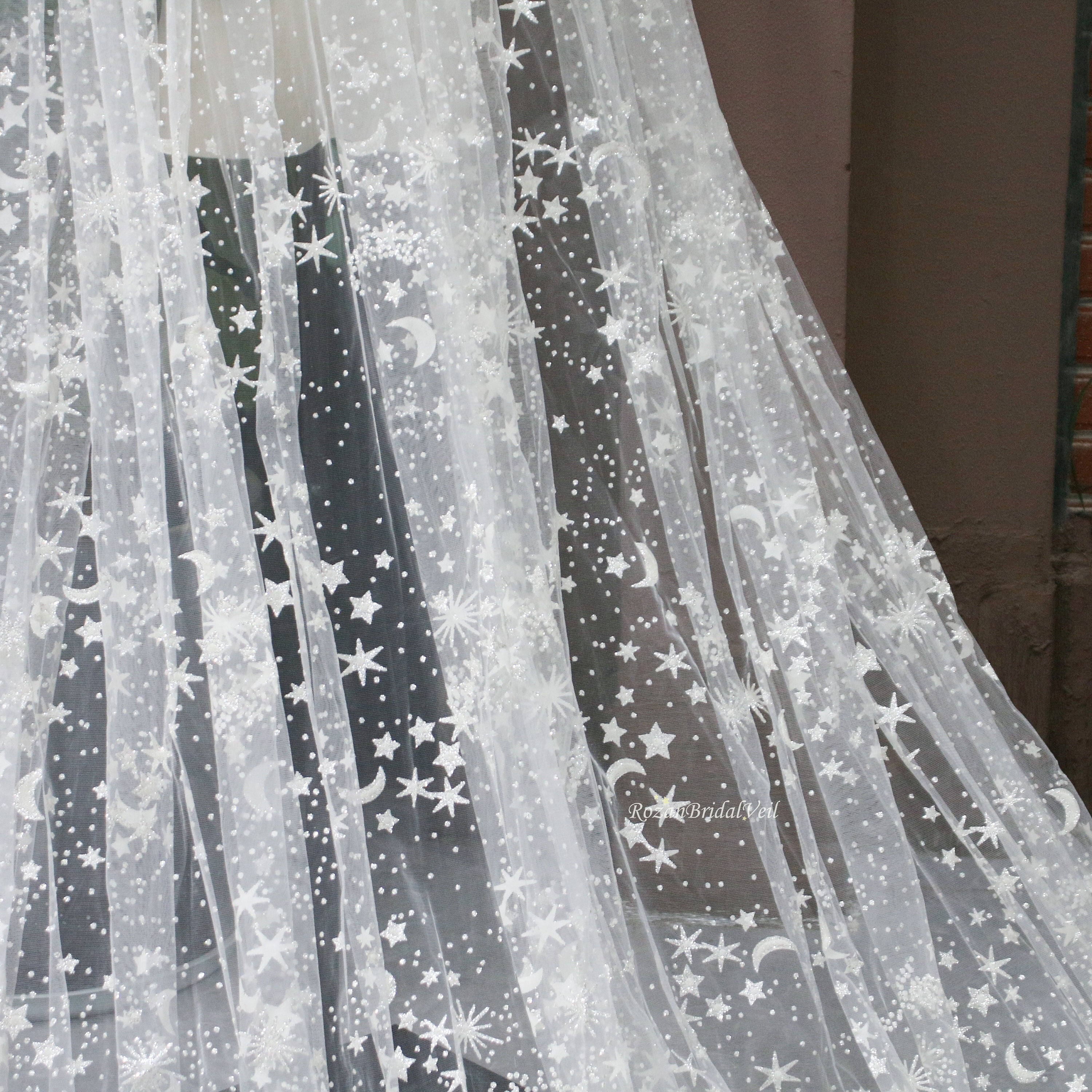Stunning Celestial Wedding Veil/star Veil/moon Bridal Veil/ Glitter ...