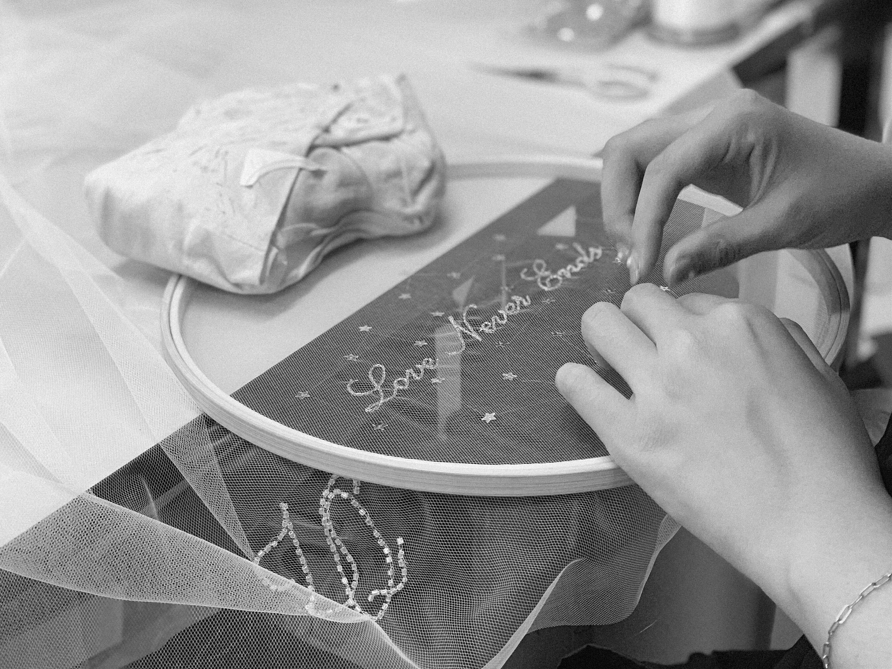 Add Custom Embroidery on Veil, Veil With Bride and Groom Letters ...