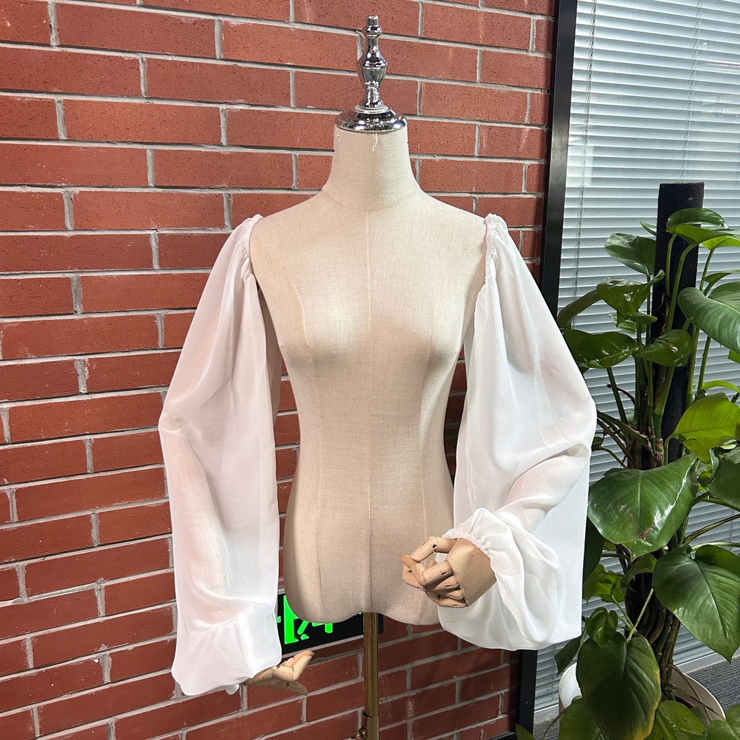 Chiffon Ivory Long Bridal Sleeves, Detachable Sleeves for Wedding Dress ...