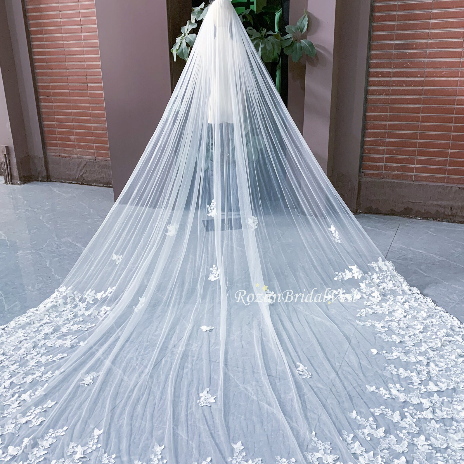 3D Butterfly Wedding Veil/luxury Lace Bridal Veil/ Embroidered ...