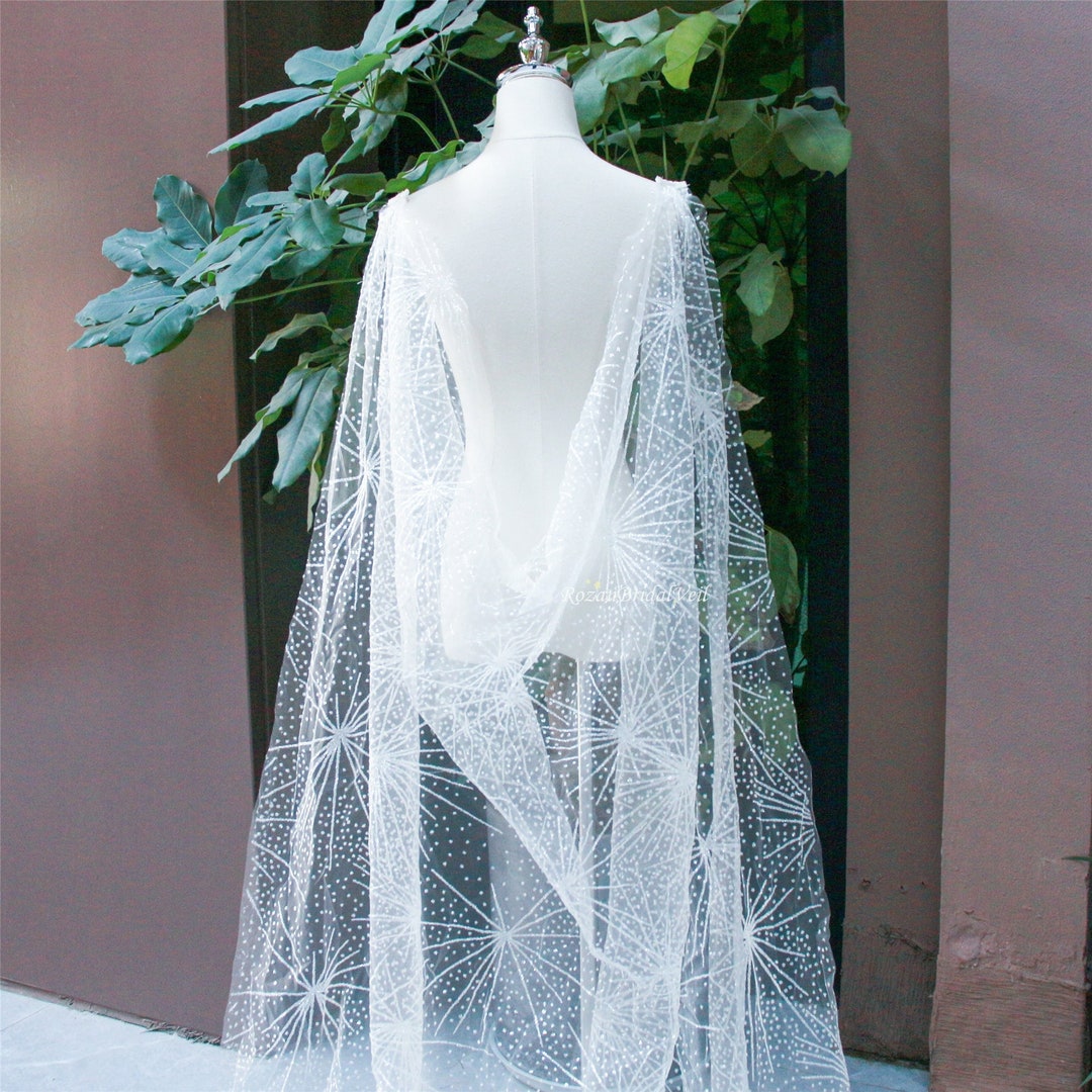 Silver Stunning Wedding Cape/ Sparkle Cape Veil/ Firework Bridal Cape ...