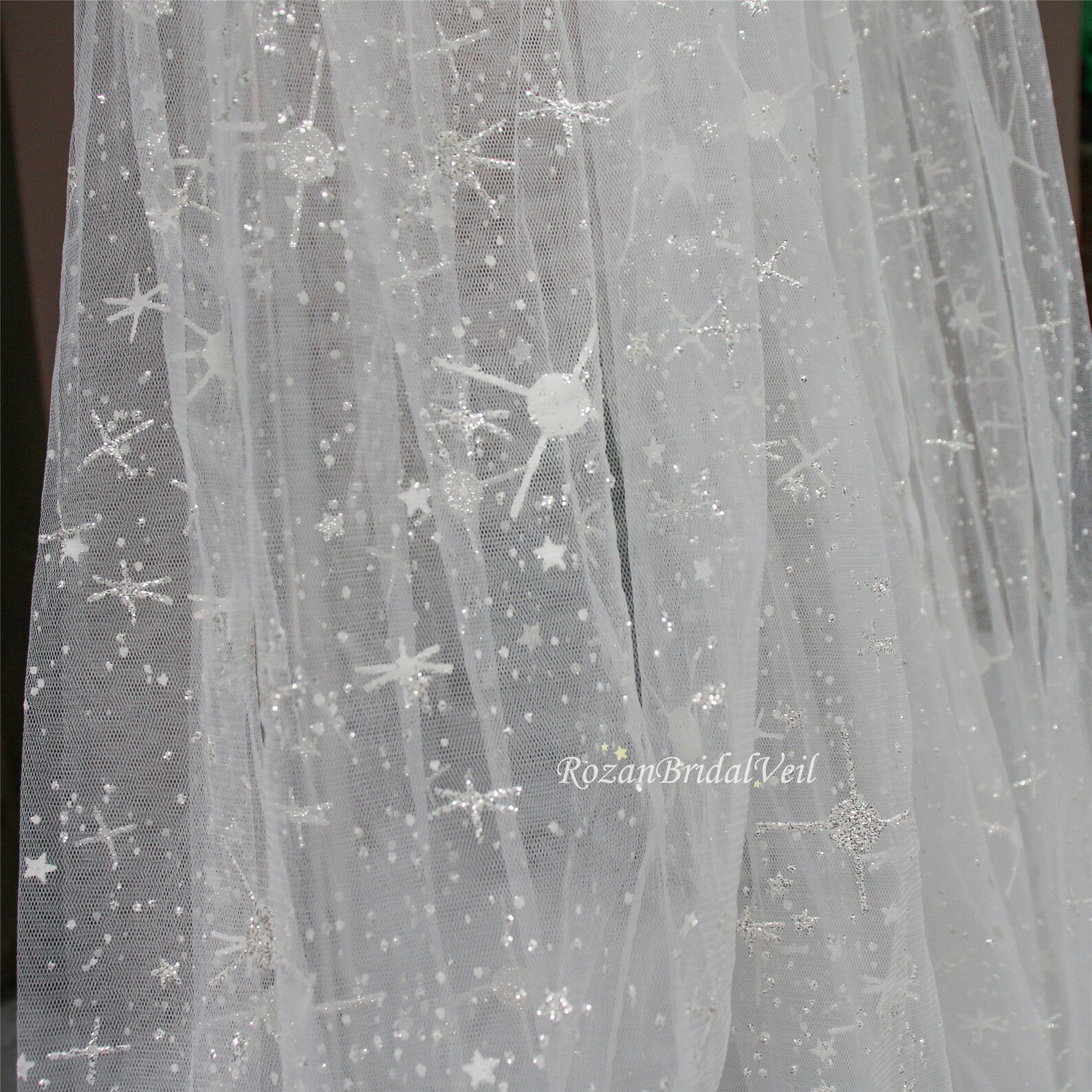 Sparkle Star Wedding Veil/cathedral Celestial Veil/silver Sparkle Veil ...