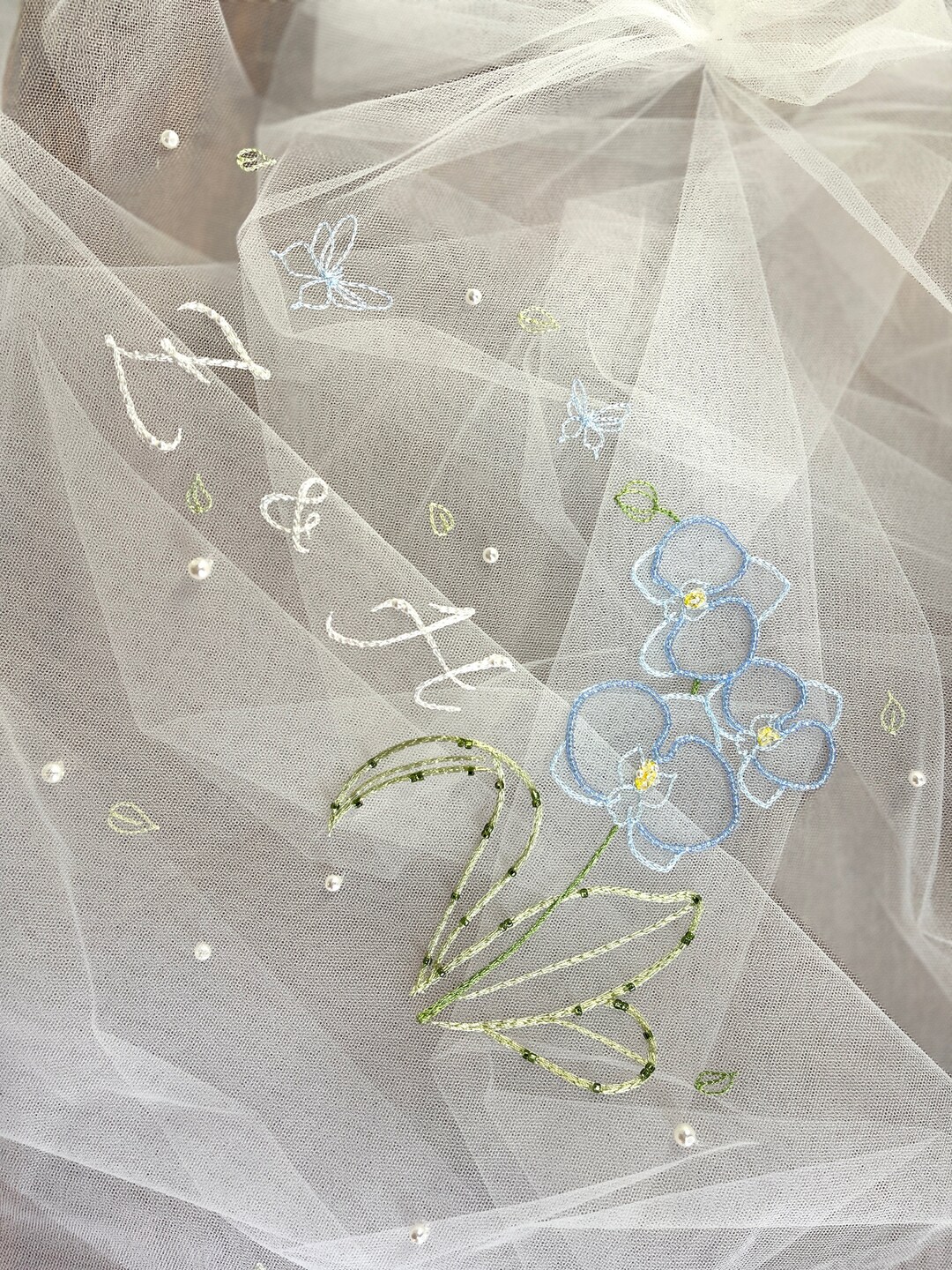 Add Custom Embroidery on Veil/ Veil With Custom Words and Pattern ...