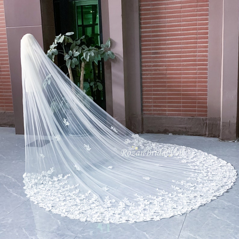3D Butterfly Wedding Veil/luxury Lace Bridal Veil/ Embroidered ...