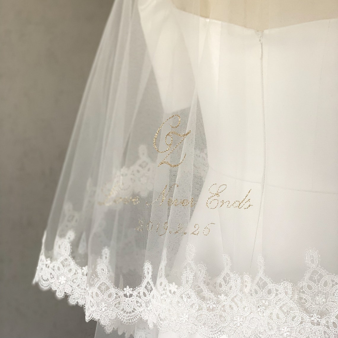 Add Custom Embroidery on Veil/ Veil With Bride and Groom Letters ...