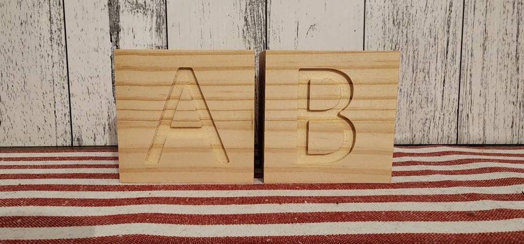 Letter Blocks 70mm X 70mm Pine Wood Blocks Letter Engraved - Etsy