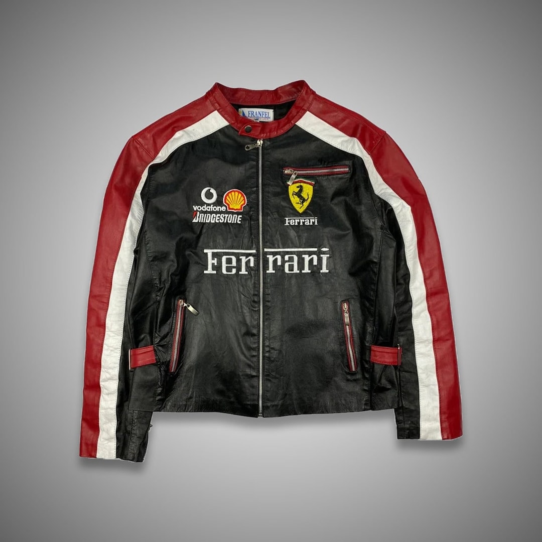 Black Ferrari Racing Leather Jacket for Men, Especial Gift for Husband ...