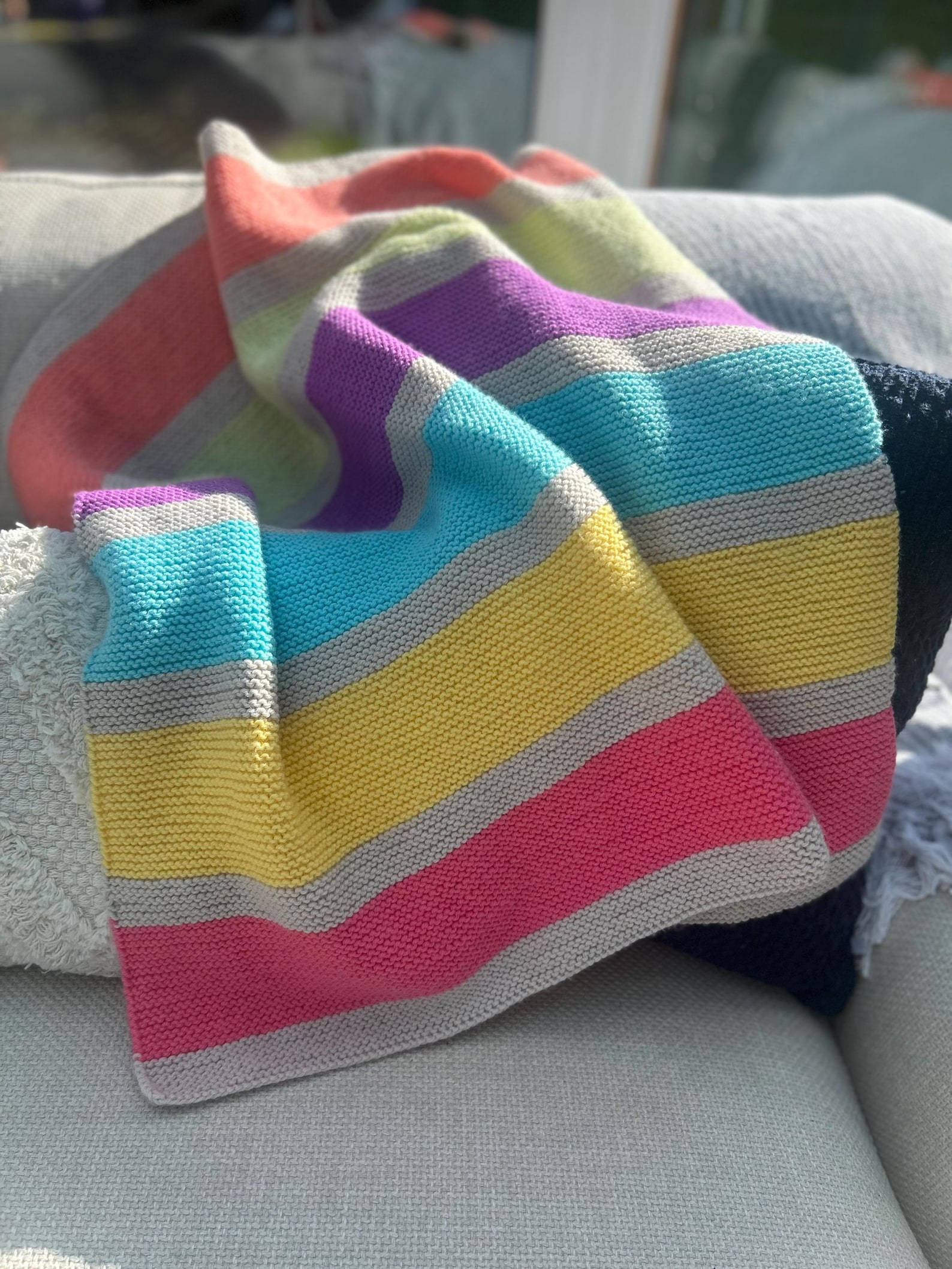 Rainbow Baby Blanket Knitting Pattern - Etsy