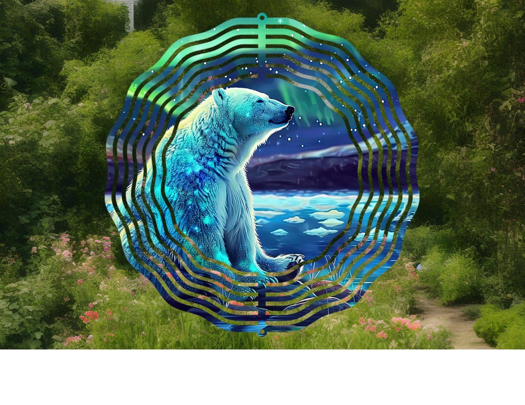 Polar Bear Wind Spinner,northern Lights Decor,garden Spinner,polar Bear ...