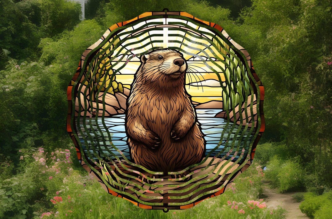 Beaver Wind Spinner, Stained Glass Look, Garden Decor - Etsy