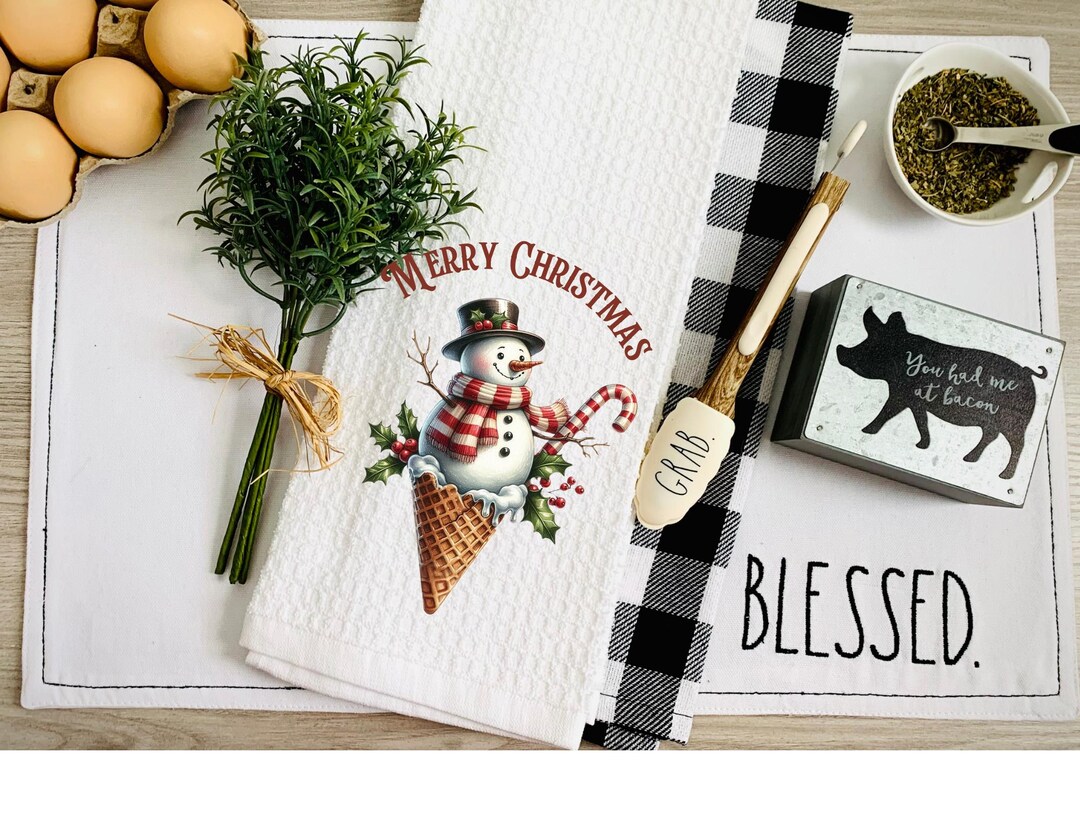 Snowman Kitchen Towel,christmas Towel,merry Christmas,snowman Gift ...