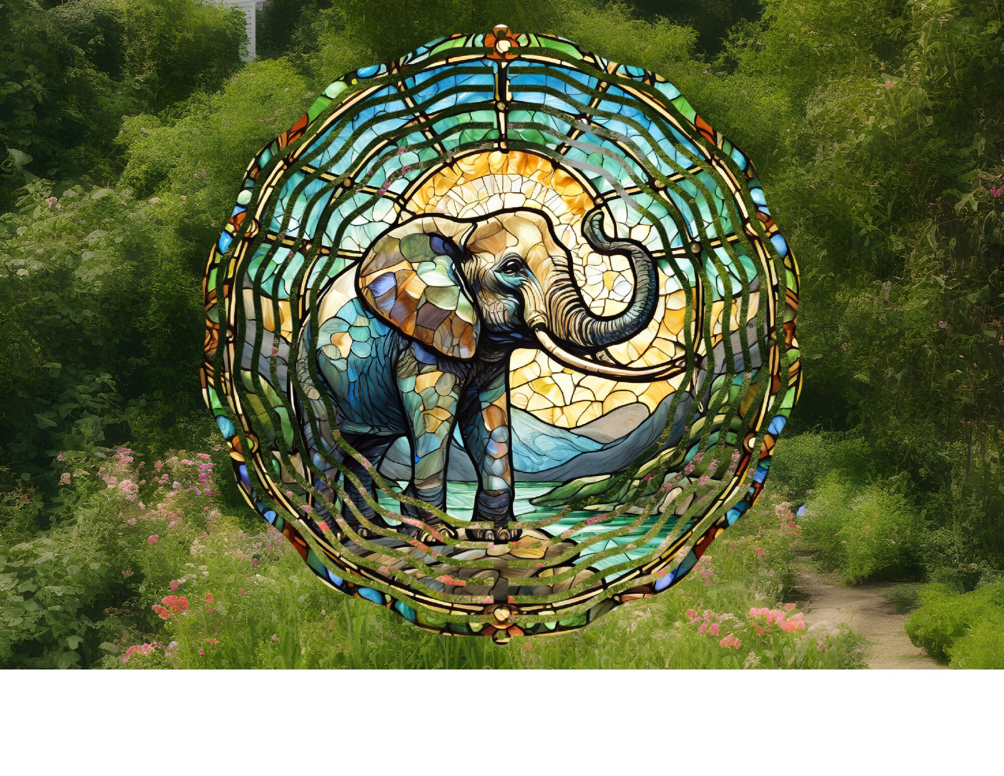 Elephant Wind Spinner,elephant Spinner,garden Spinner,stained Glass ...