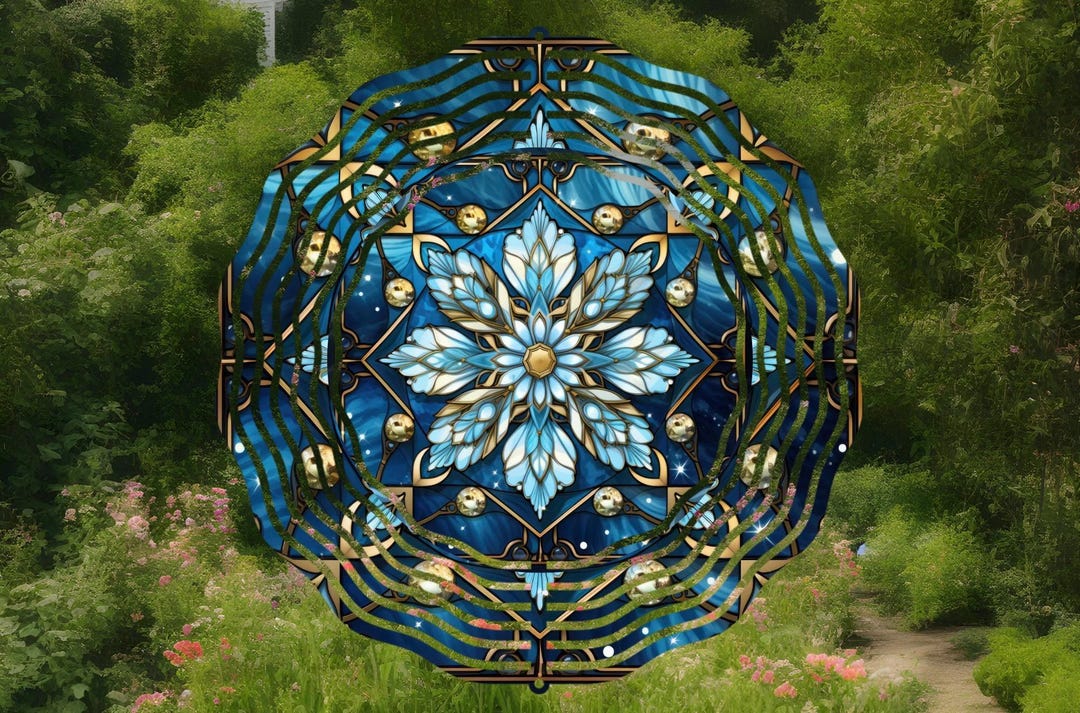 Snowflake Wind Spinner,snowflake Decor,stained Glass Look,garden ...
