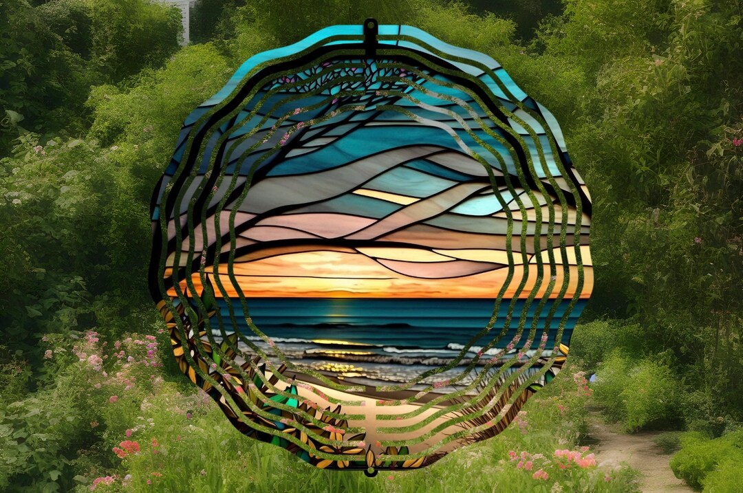 Beach Spinner,beach Decor,beach Gift,stained Glass Look,beach House ...