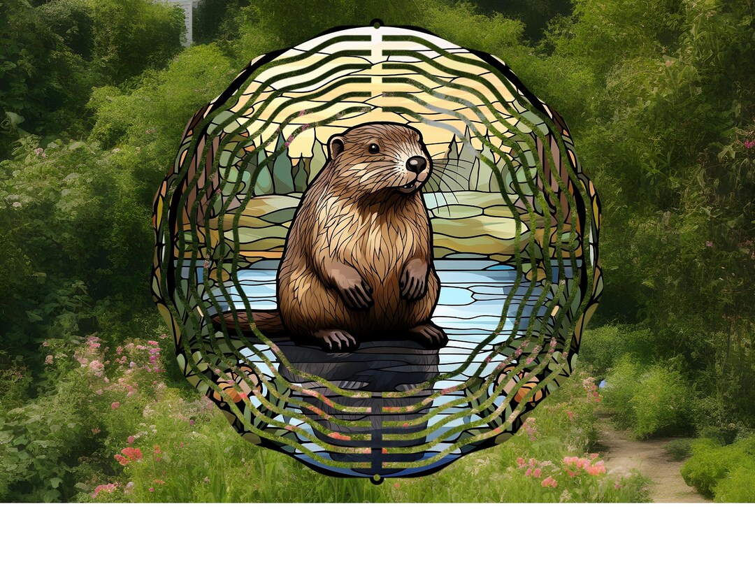 Beaver Wind Spinner,stained Glass Look,beaver Gift,beaver Decor,garden ...
