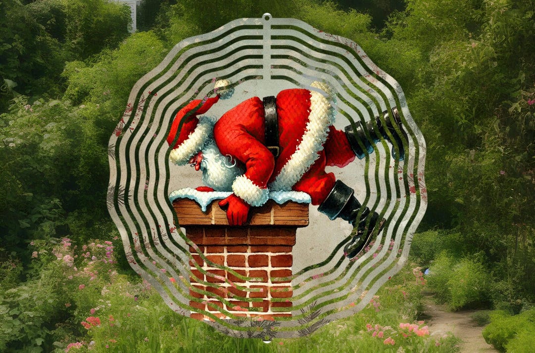 Santa Wind Spinner,santa Spinner,garden Spinner,santa Chimney,santa ...