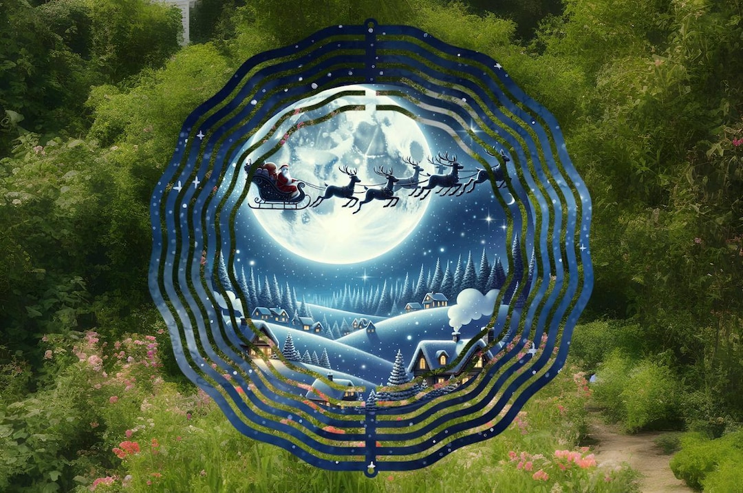 Santa Sleigh Wind Spinner,santa Sleigh,garden Spinner,santa Reindeer ...