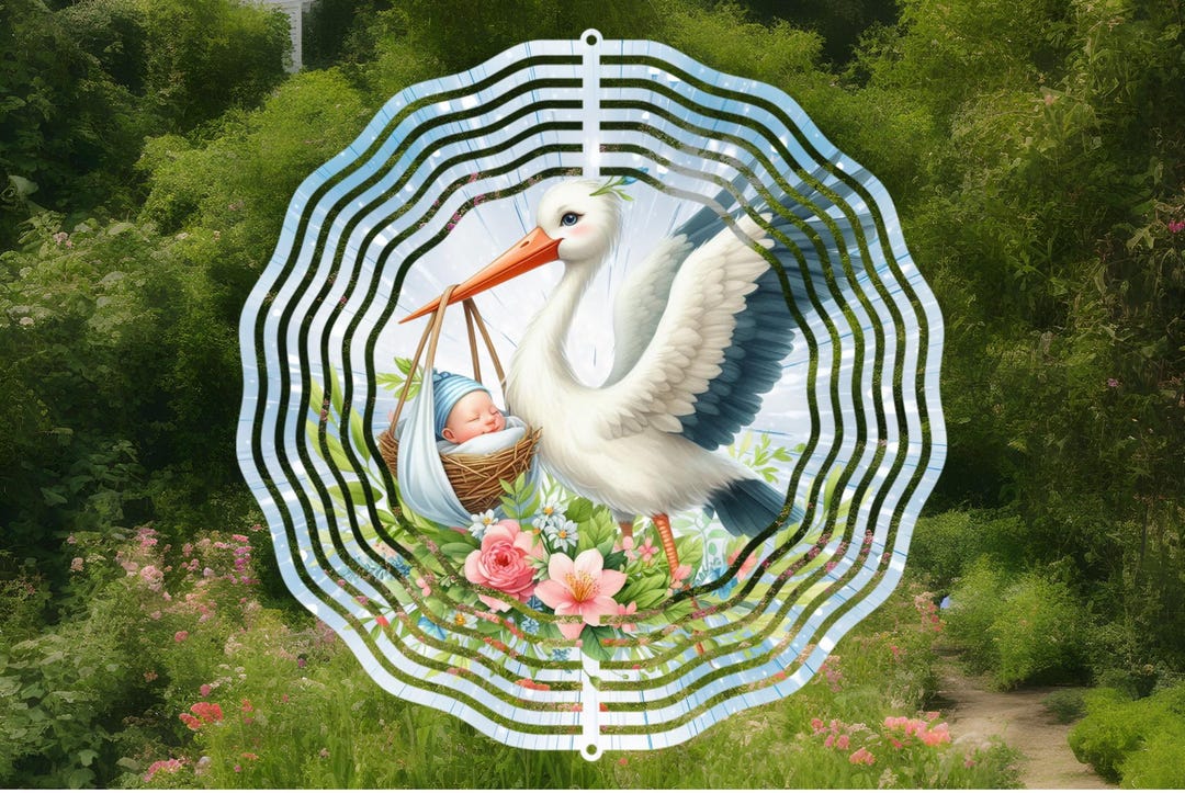 Stork Spinner,stork Gift,stork Decor,stork Baby Shower Decor,garden ...