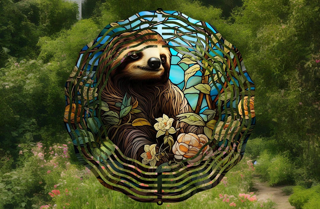 Sloth Wind Spinner,sloth Spinner,garden Spinner,stained Glass Look ...