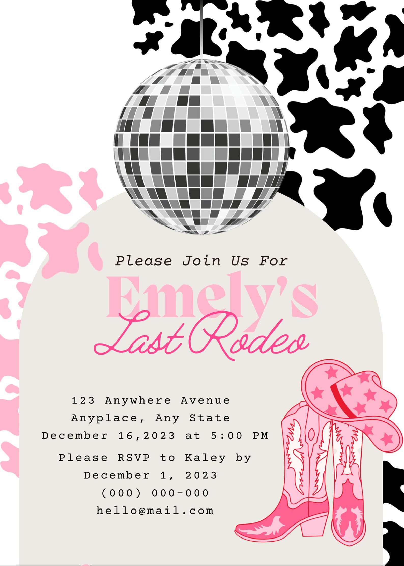 Last Rodeo, Cowgirl Themed Bachelorette Party Invitation Template - Etsy