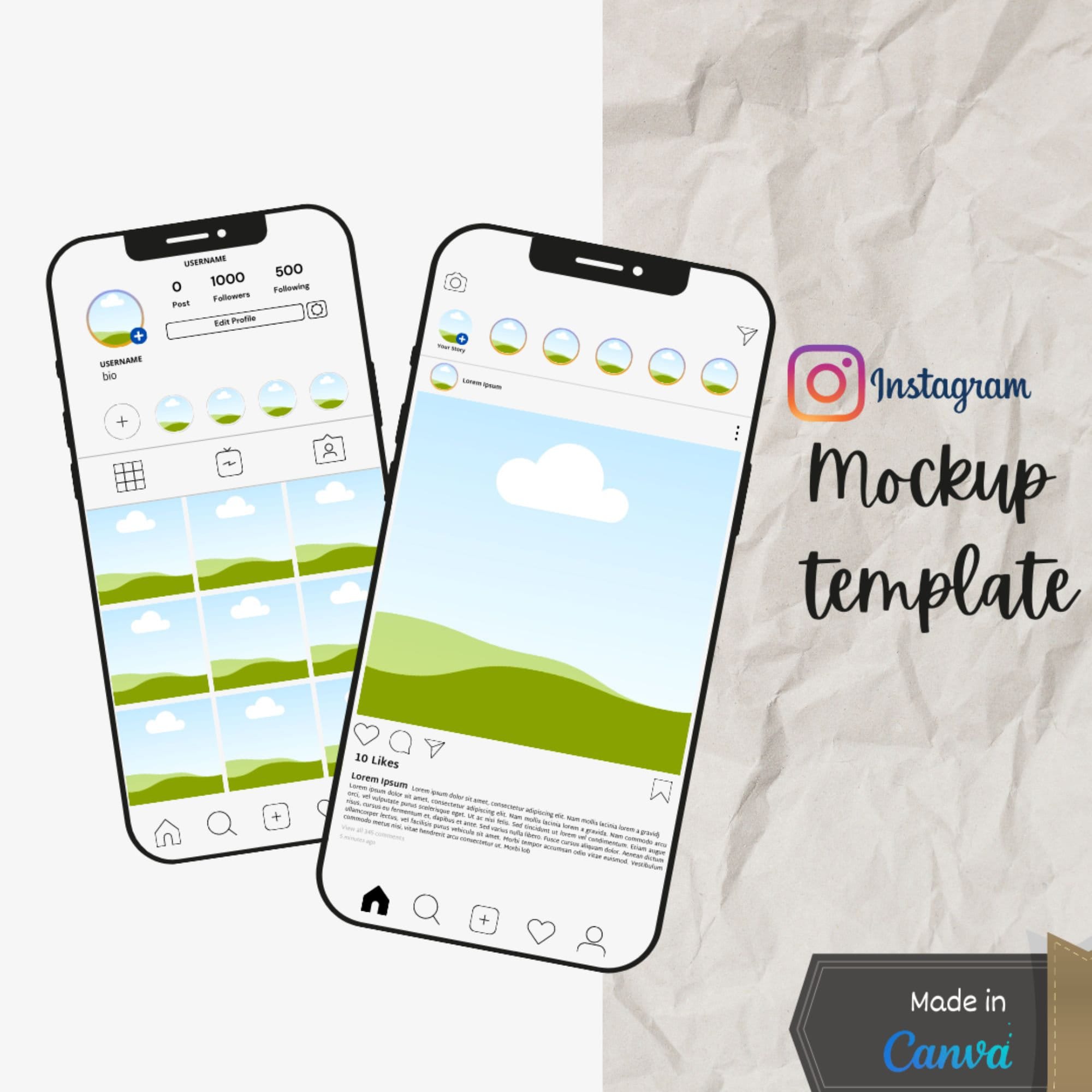 Instagram Mockup Instagram Mock-up Template Instagram Mockup Canva - Etsy