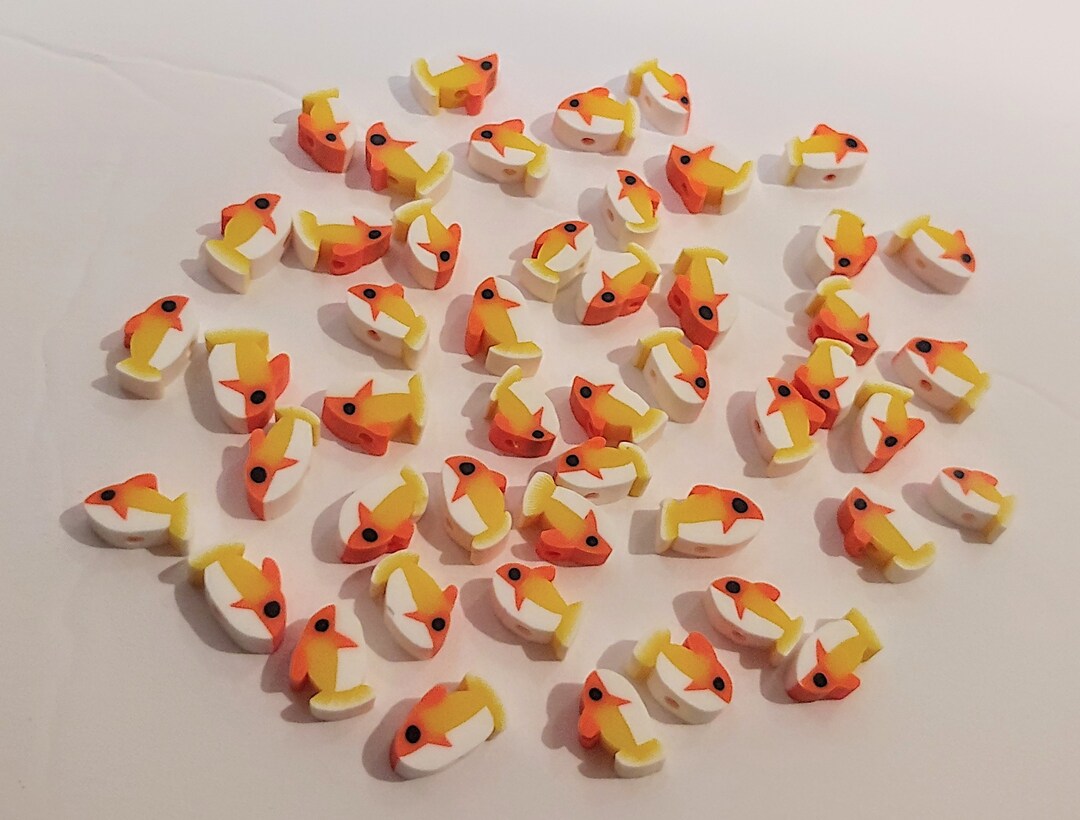 POLYMER CLAY GOLDFISH Orange/white Beads - 50 Pieces per Pack (mixed ...