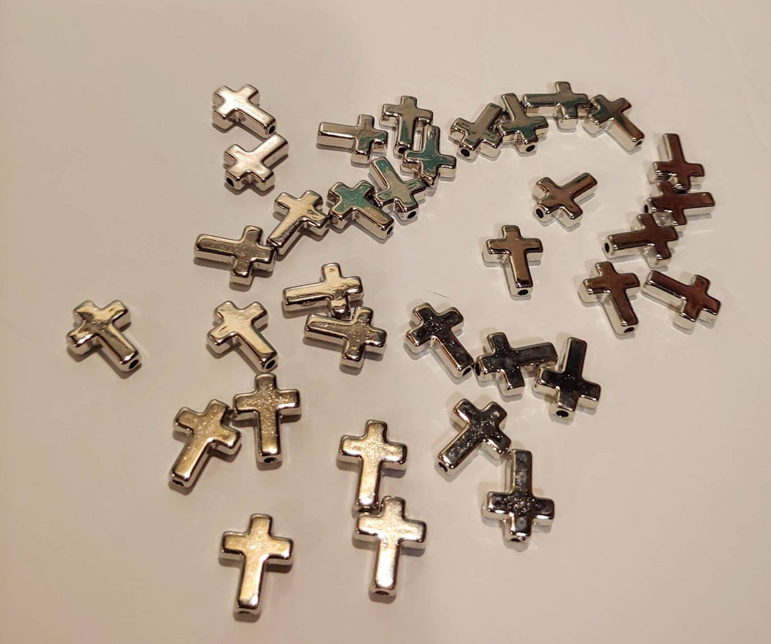 METALLIC-LOOKING PLASTIC Cross Beads for Crafting - 36 Pieces per Pack ...