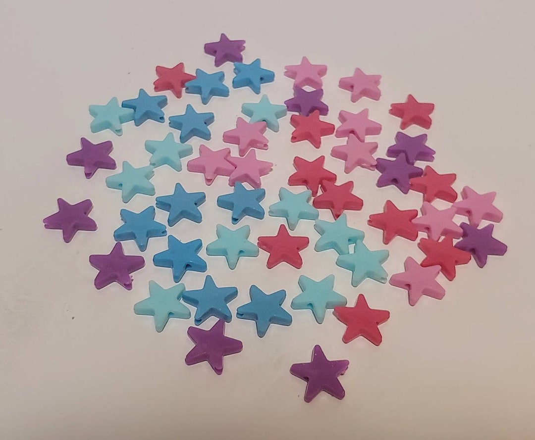 PLASTIC STAR BEADS for Children - 40 Pieces per Pack- 6 Options ...