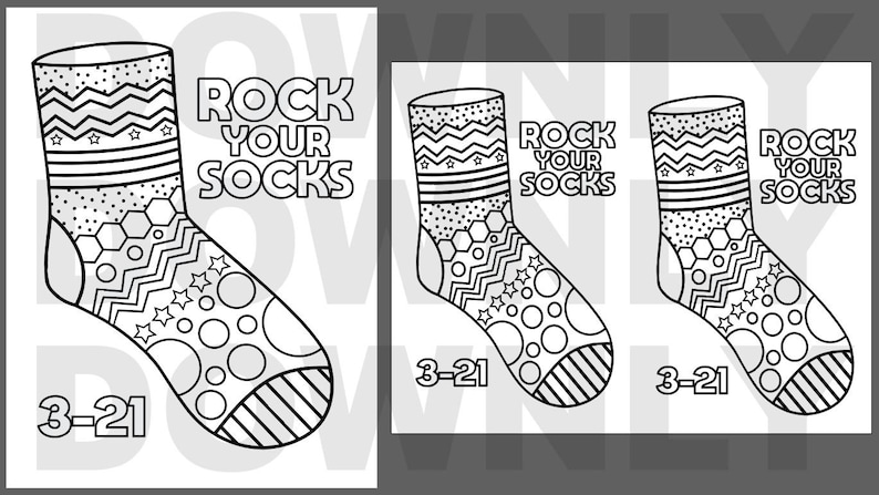Down Syndrome Awareness Coloring Page **rock Your Socks** Crazy Sock ...