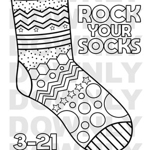 Down Syndrome Awareness Coloring Page **rock Your Socks** Crazy Sock ...