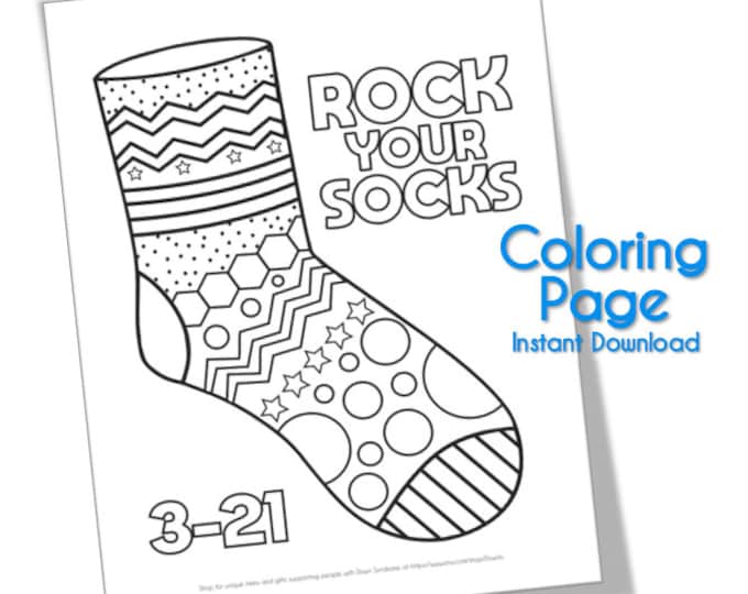 Down Syndrome Awareness Coloring Page rock Your Socks - Etsy