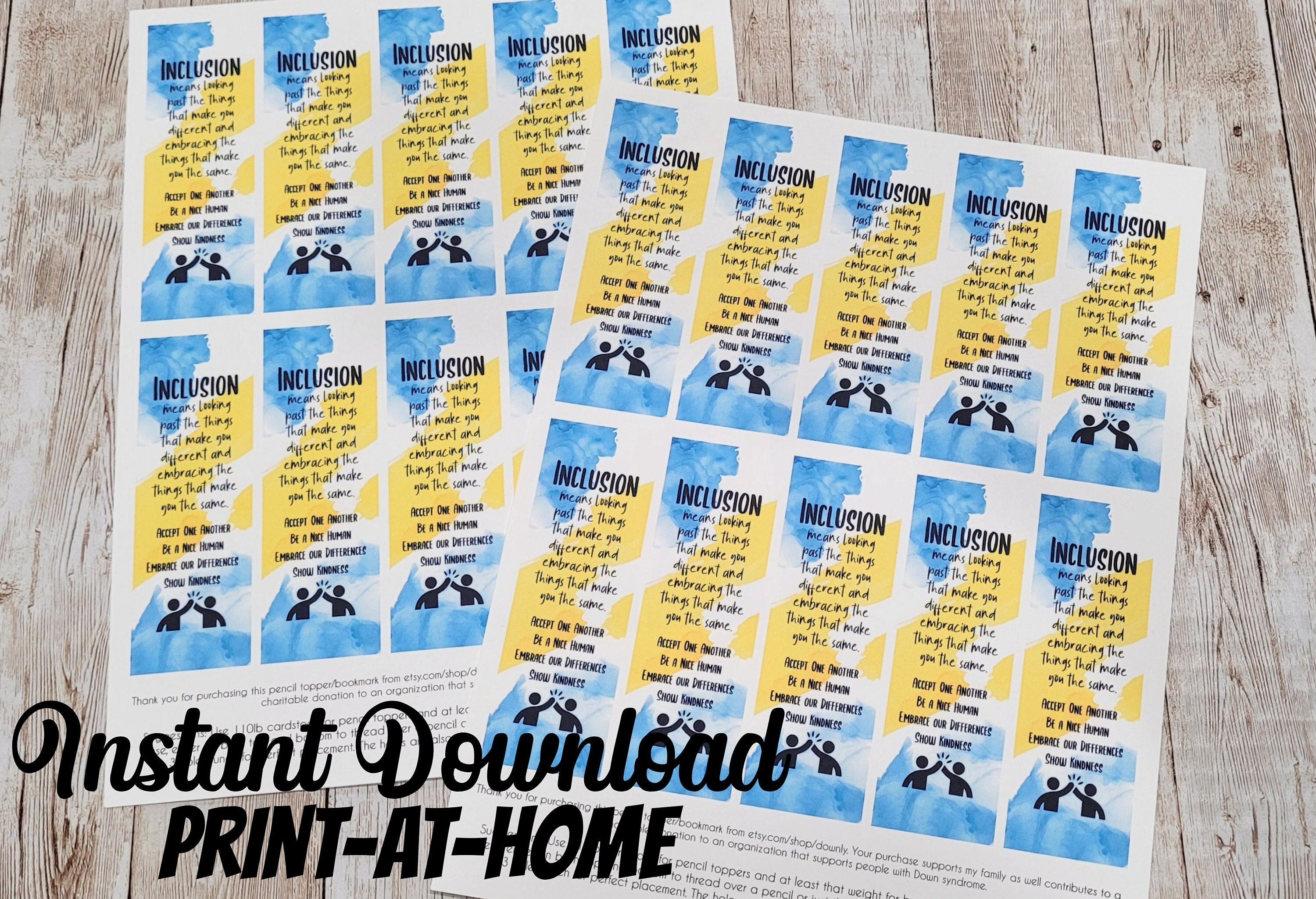 Printable Inclusion Bookmarks or Pencil Tags for Down Syndrome ...