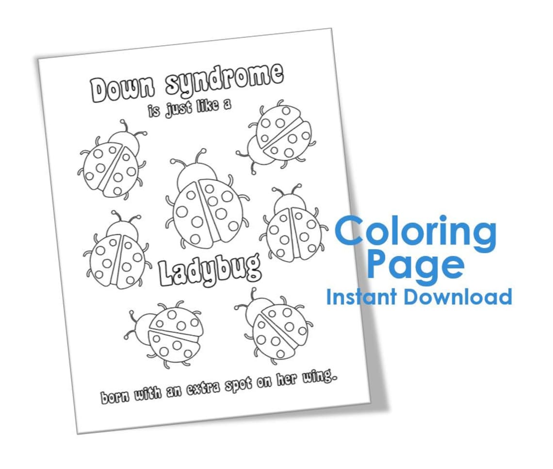 Down Syndrome Awareness Coloring Page lucky Ladybug Extra - Etsy