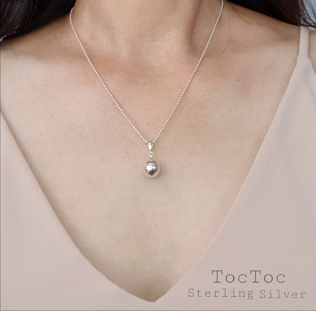 Sterling Silver Ball Necklace/ Elegant Solid Silver Ball Necklace ...