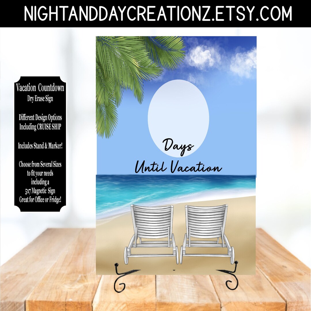 Vacation Countdown, Countdown Sign, Cruise Countdown, Beach Countdown ...