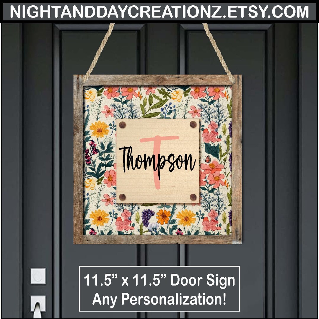 Welcome Sign, Personalized Sign, Door Hanger, Door Decoration, Wreath ...