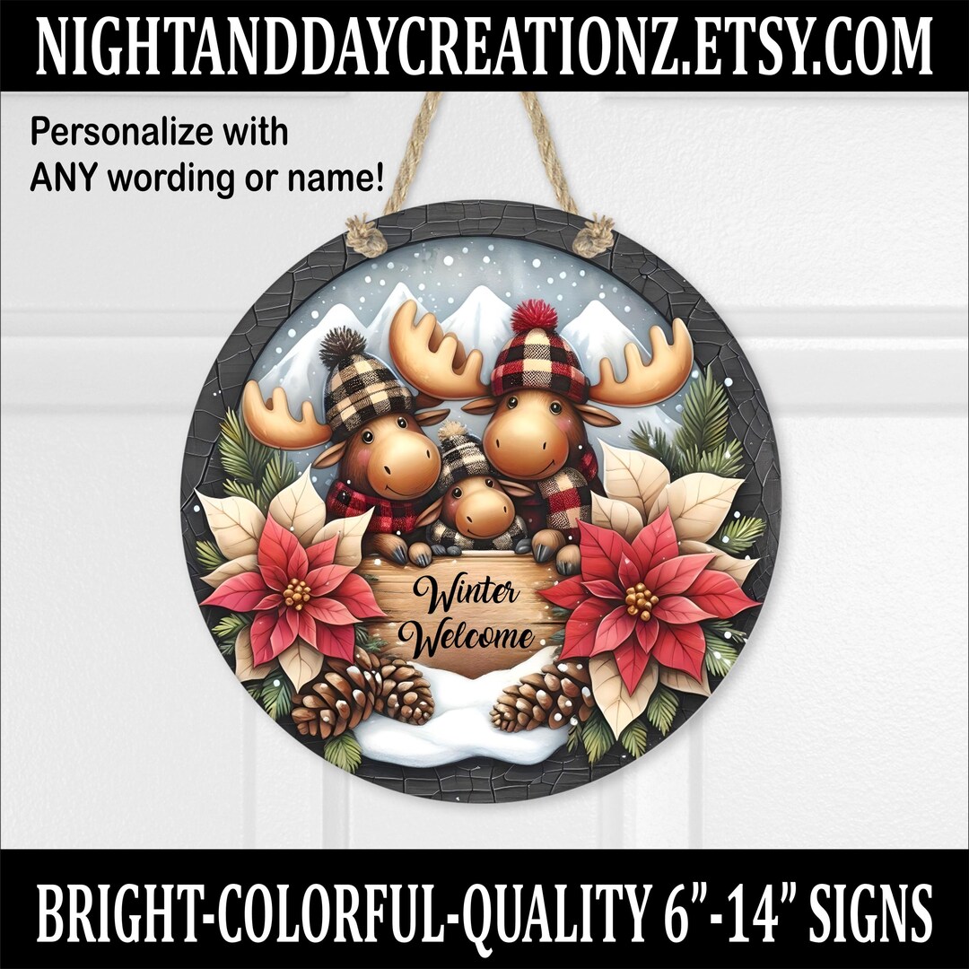 Christmas Sign, Moose, Christmas Sign, Merry Moosemas Sign, Winter Sign ...