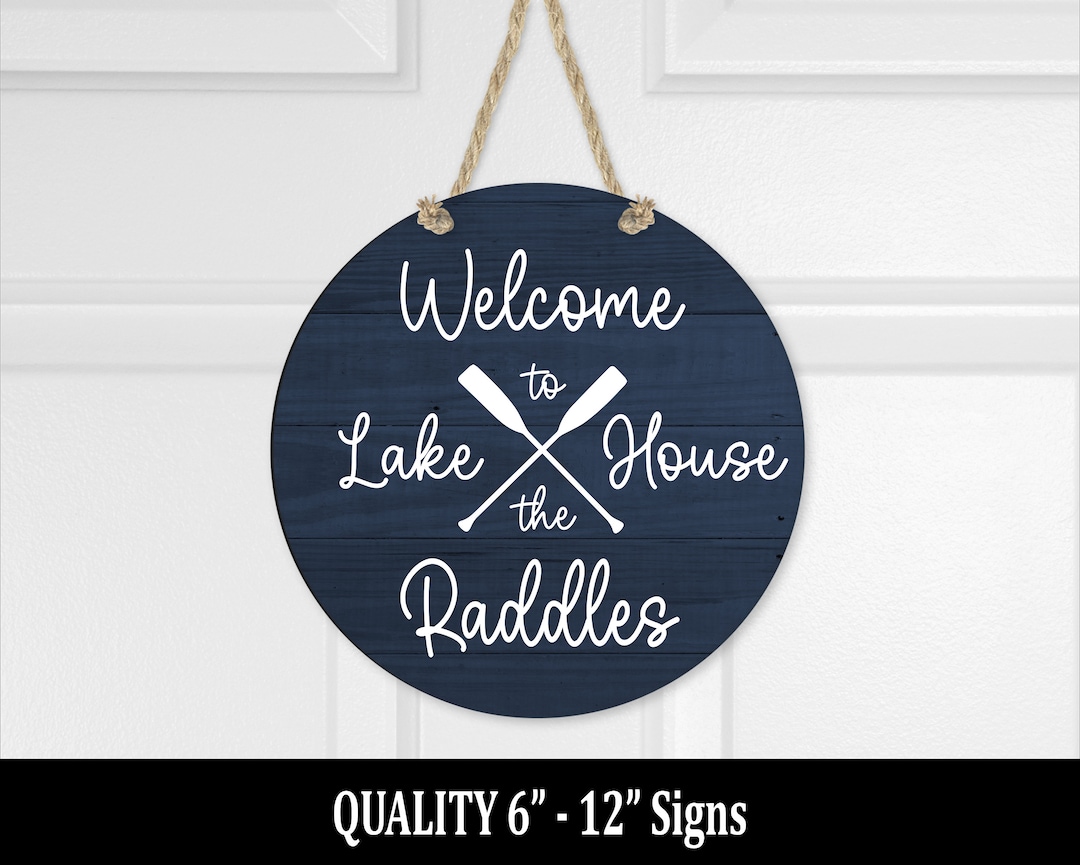 Lakehouse Welcome Sign: Round Summer Door Decor - Etsy