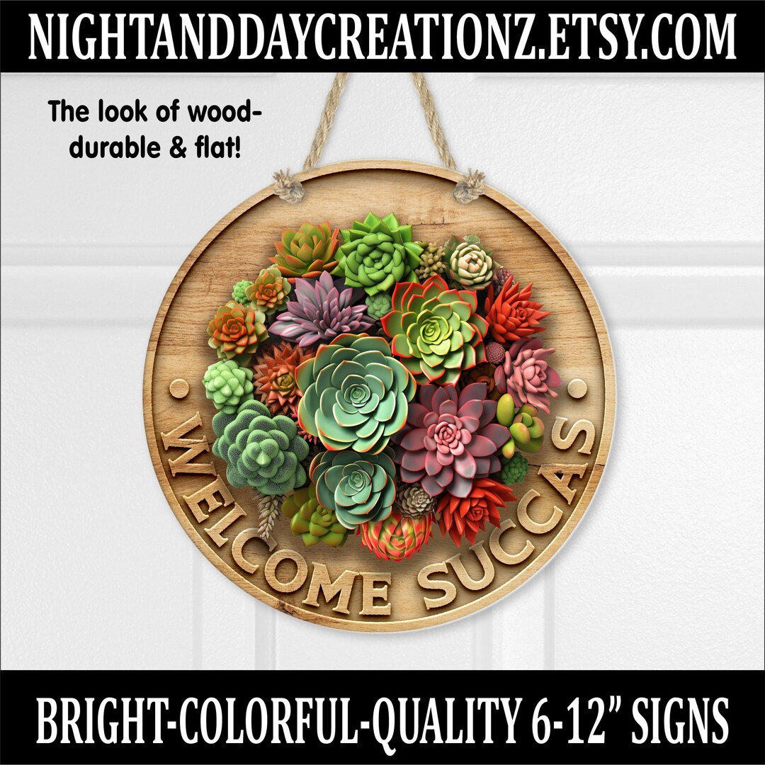 Welcome Succas, Succulent Sign, Welcome Sign, Door Sign, Patio Sign ...