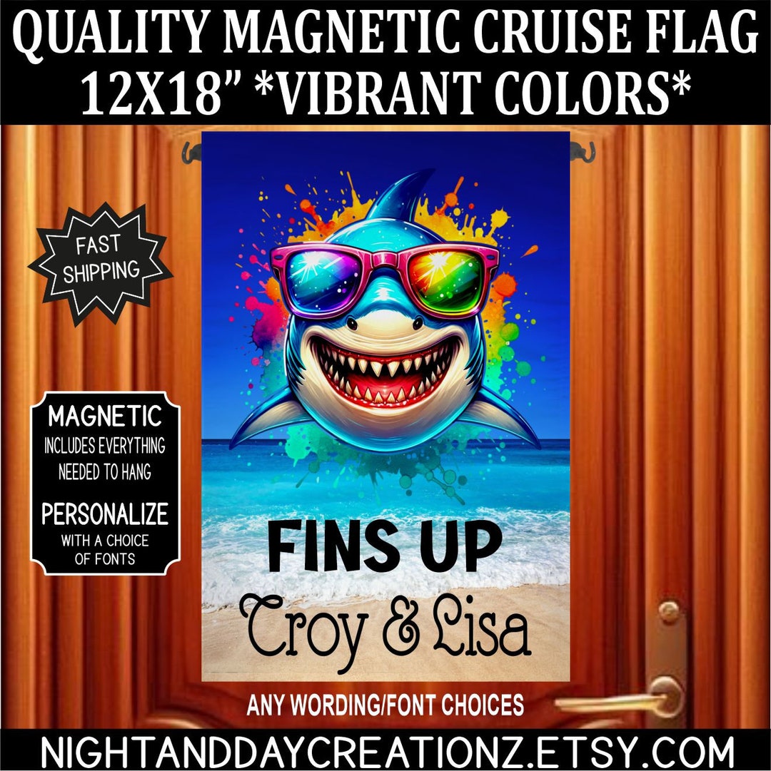 Personalized Cruise Door Banner: Fins up Shark Design, Magnetic 12x18 ...