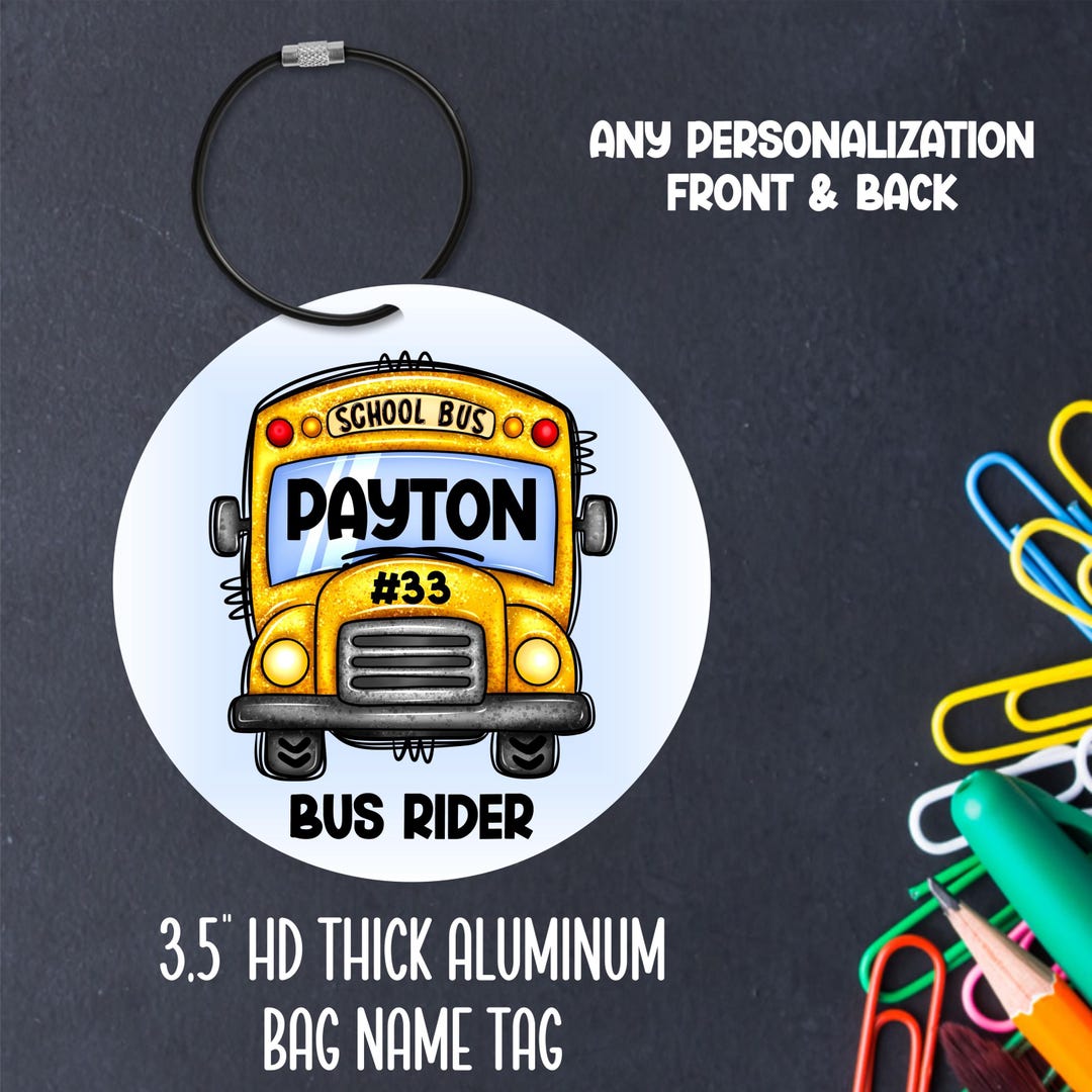 Bus Tag, Bus Name Tag, School Tag, Backpack Name Tag, Bus Number Tag ...