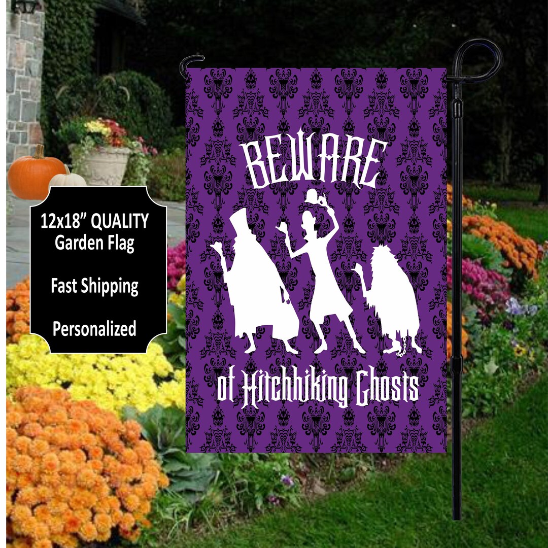 Halloween Flag, Beware of Hitchhiking Ghosts, Haunted, Mansion - Etsy